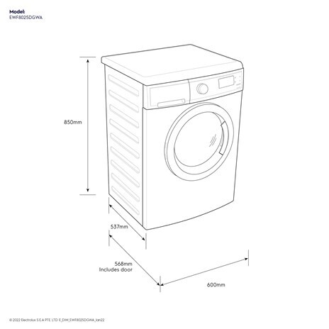 8kg front load washing machine - EWF8025DGWA